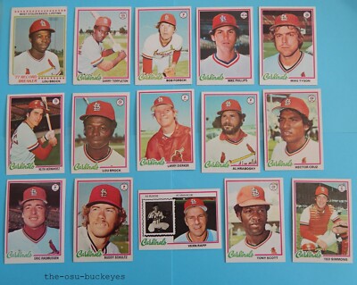 1978 Topps St. Louis Cardinals Team Set 28 Cards Lou Brock Hernandez ...