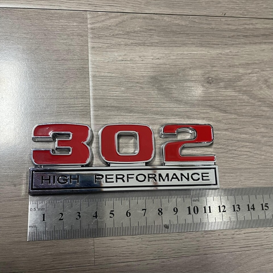 2PCS 302 High Performance Fender Emblem Badge Chrome & Red ABS Stickers ...