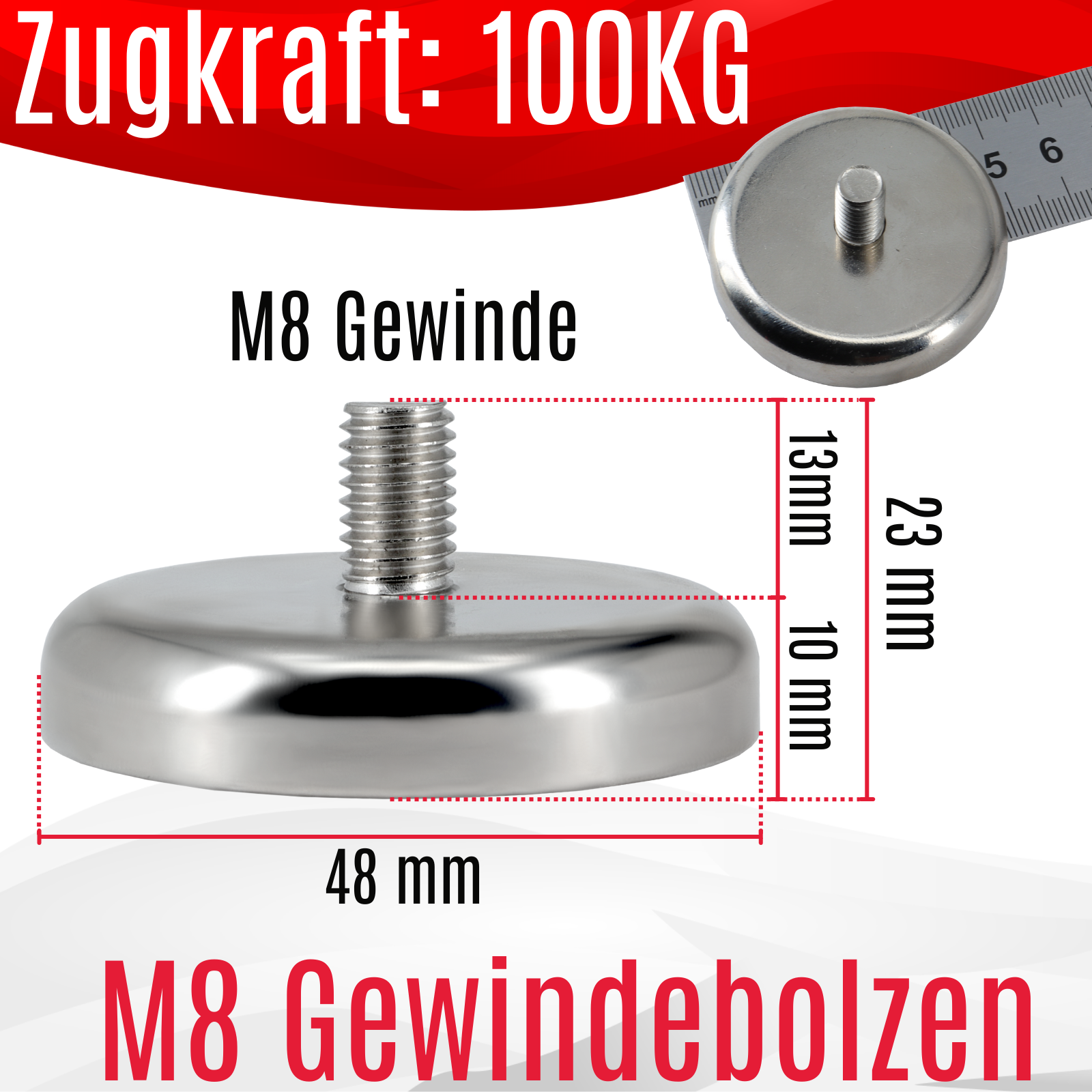 Neodym Magnete Mit Gewinde Topfmagnete Außengewinde Gewindebolzen ...