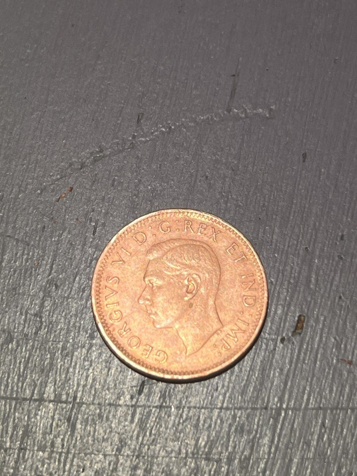 1947 Canadian King George Penny Small Maple Leaf Beside Date Rare | eBay