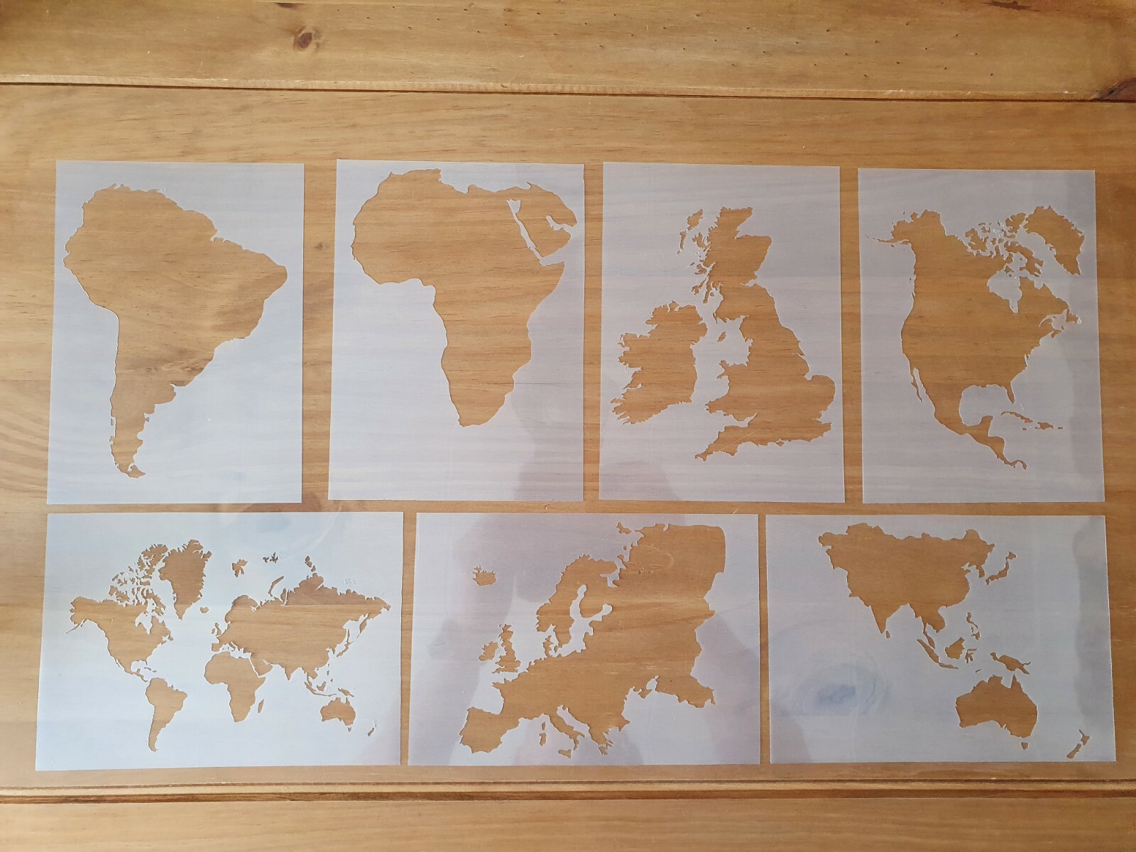 World Map Atlas, Africa, Asia, Continent Stencil Re-usable - Crafting ...