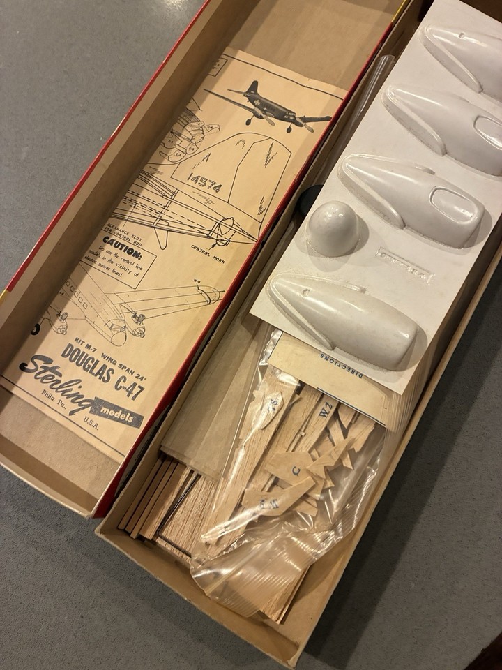 Sterling Douglas C-47 .02 Cox Engine Balsa R/c F/F Model Airplane Kit ...
