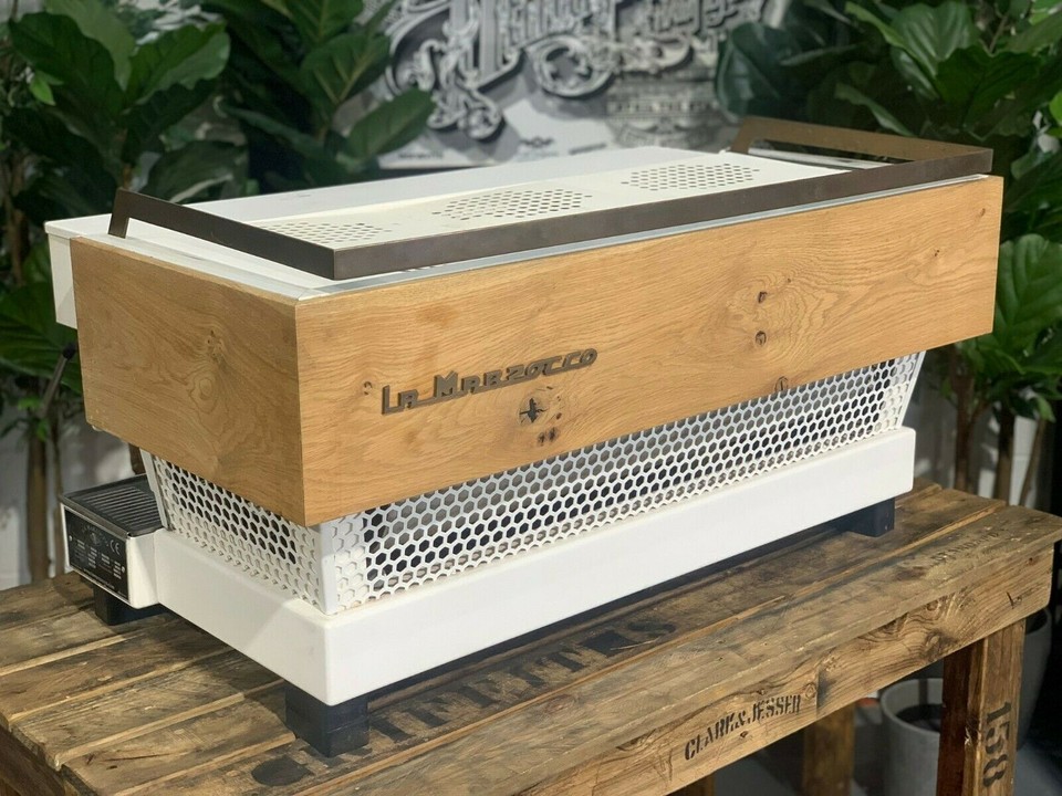 LA MARZOCCO LINEA CLASSIC 3 GROUP WHITE, WOOD & TIMBER HANDLES ESPRESSO ...