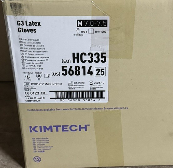 Case of 1000 Ct Kimberly Clark 56848 Kimtech Pure G3 Gloves Latex M ...