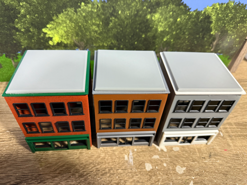 HO Scale Storefront Buildings - Built Up -Full color -Set of 3 Complete ...