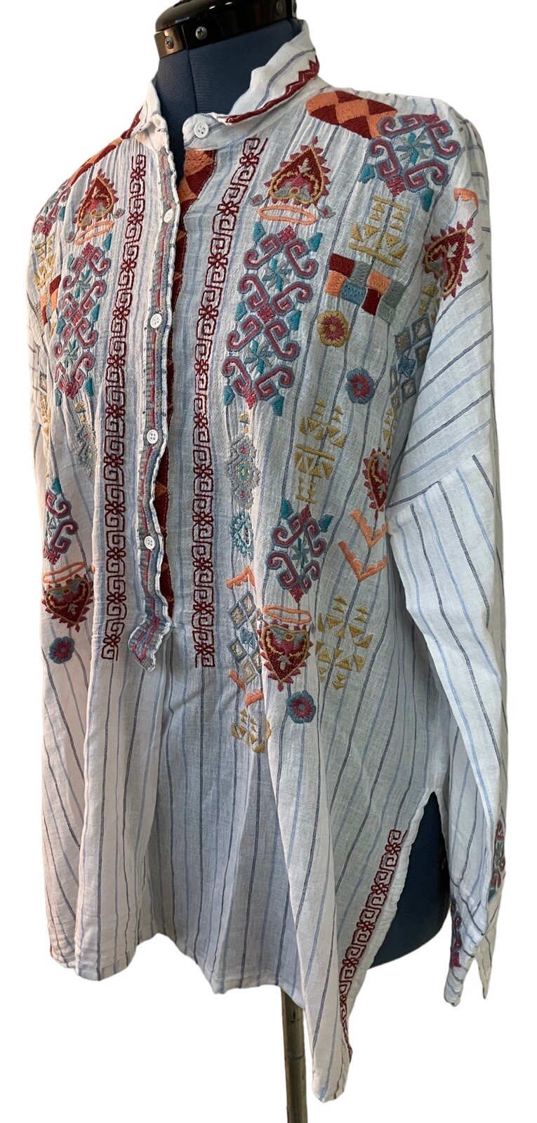 Johnny Was Peta & Greta Clapton Stripe Embroidered Li… - Gem