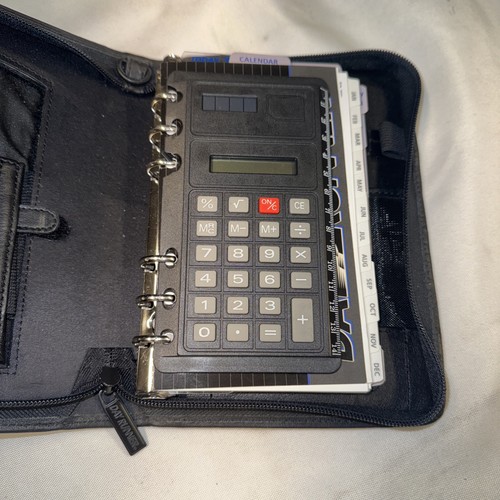 Day Runner Black Leather Binder Organizer With Calculator | eBay
