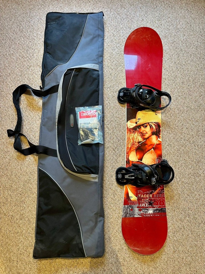 RARE Sims Fader Jenna Jameson Snowboard 158cm with Burton Bindings and ...