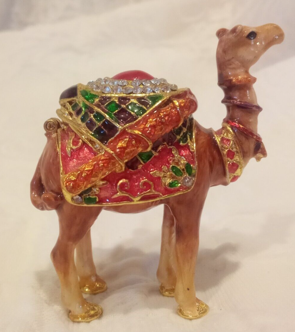 Camel Trinket Box metal enamel bejeweled magnetic clasp 2.5" tall | eBay
