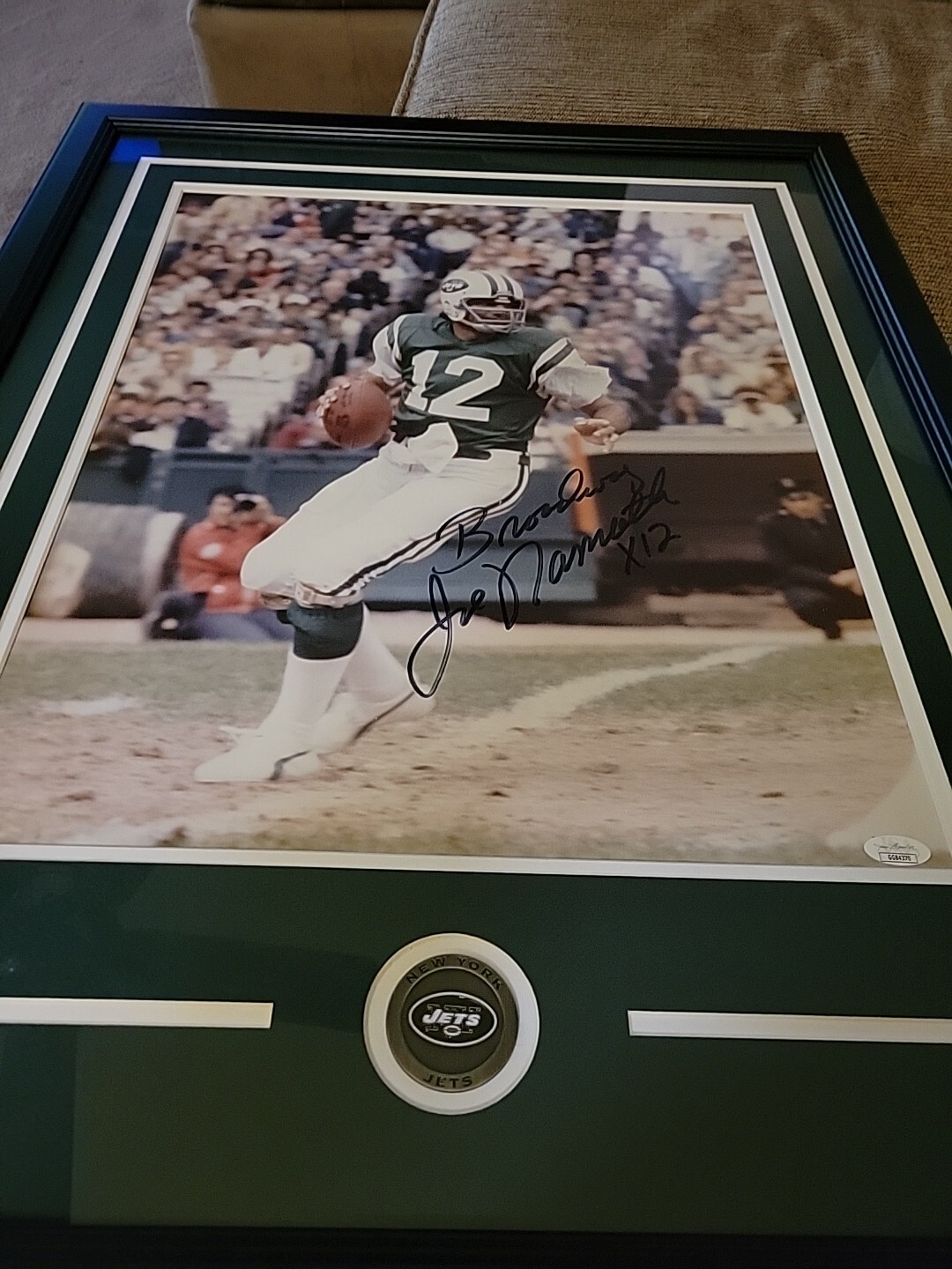 Joe Namath New York Jets Hofer Autographed Framed 16x20 Photo Jsa ...