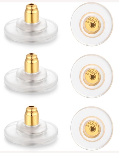925 Sterling Silver Locking Earring Backs Replacements, 18K Gold ...