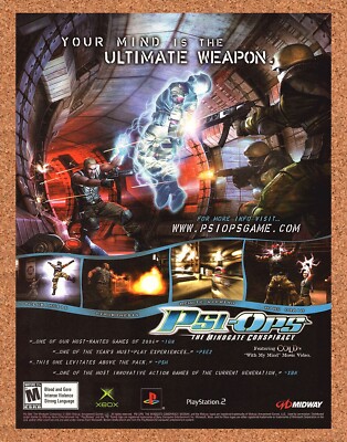 Original 2003 Psi-Ops Mindgate PS2 Vintage Ad - Video Game Promo Wall ...