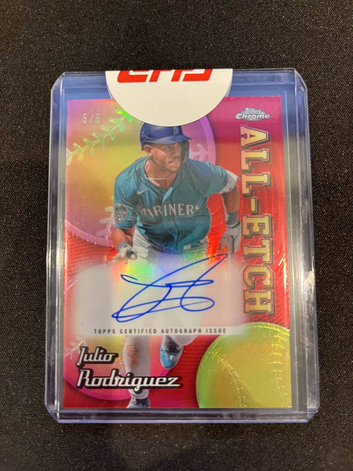 2024 Topps Chrome - All-Etch Autographs Red Refractor #CEA-JR Julio Rodriguez /5 (AU) for sale ...