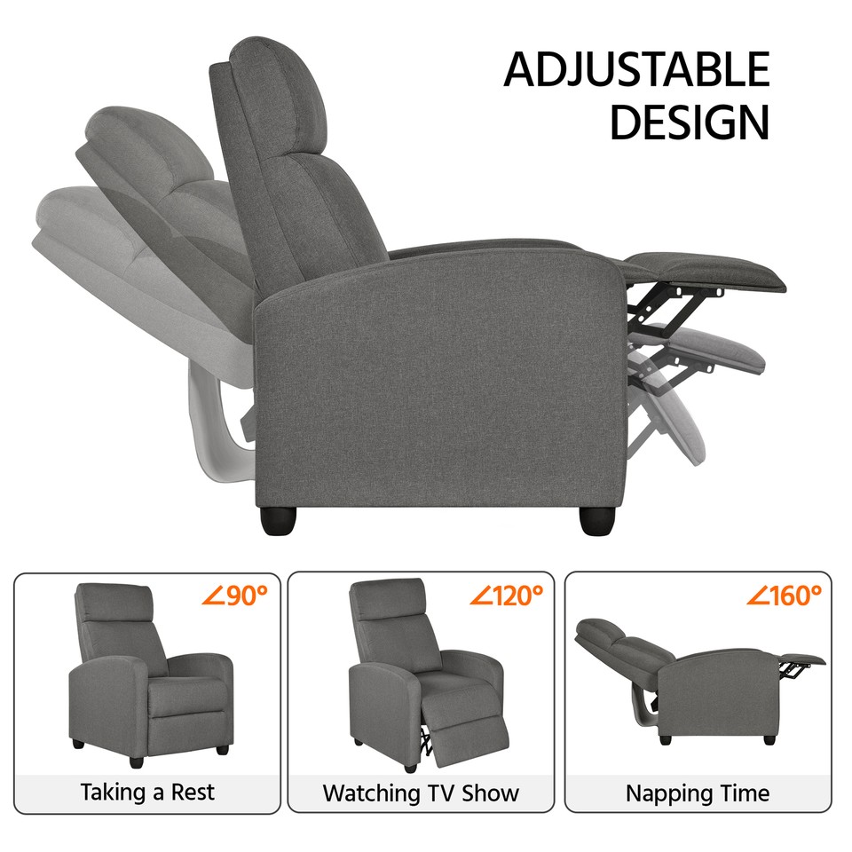 Fabric Recliner Chair Single Modern Sofa Home Theater Seating for ...