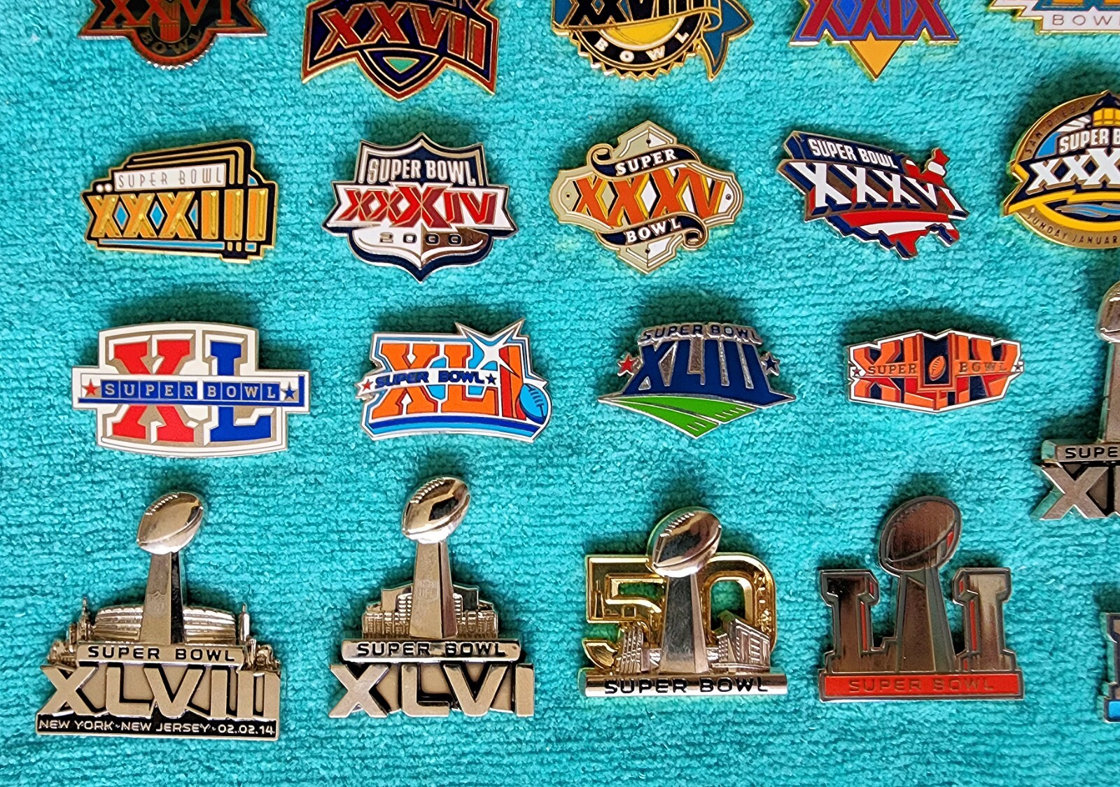 SUPER BOWL - NFL - PRIMARY LOGO LAPEL PINS - 34 PIN SET - FOOTBALL ...
