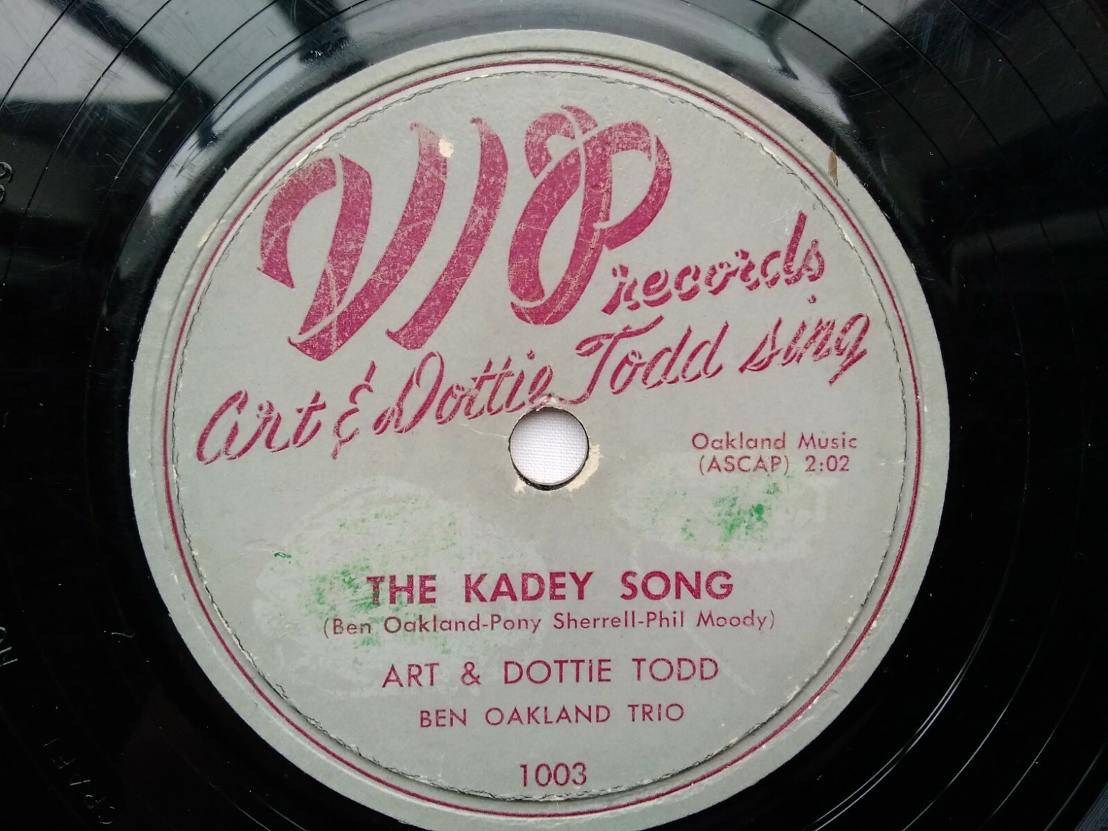 Art & Dottie Todd 78rpm Single 10-inch VIP Records #1003 / 1004 The ...