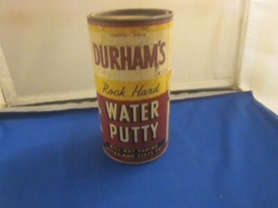 Vintage Durham's Rock Hard Water Putty 1 Pound Tin can open, Des ...