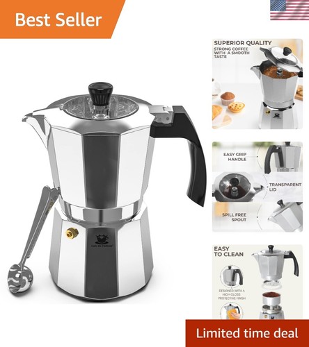 6-Cup High-Gloss Espresso Maker with Transparent Lid for Perfect ...