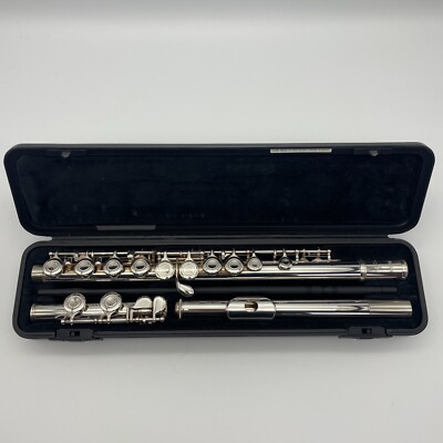 YAMAHA YFL-221 Student Flute Nickel Silver Plated with Hard Case Good ...