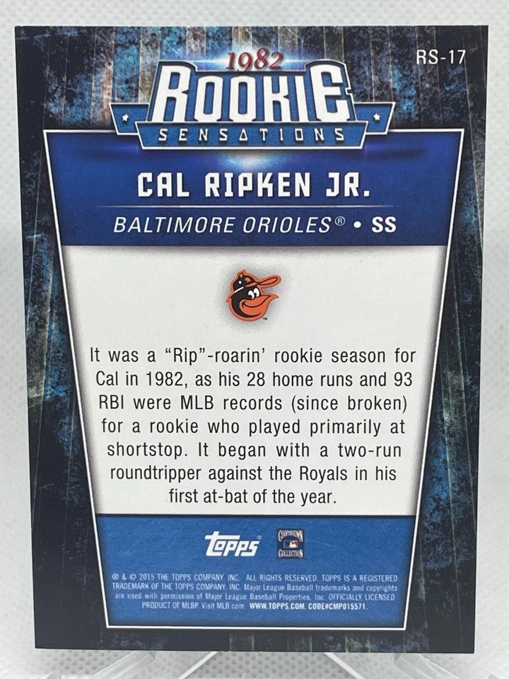 Cal Ripken Jr. 2015 Topps Update Rookie Sensations #RS-17 XCJX | eBay