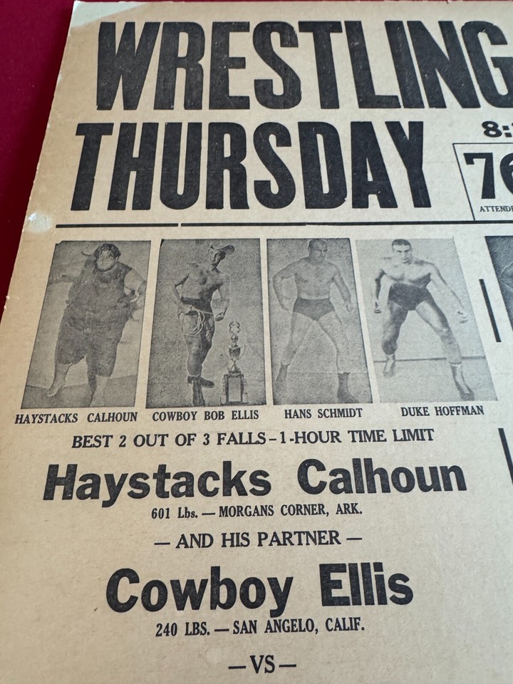 1960's, Haystacks Calhoun, Large Vintage Wrestling Poster (Scarce ...