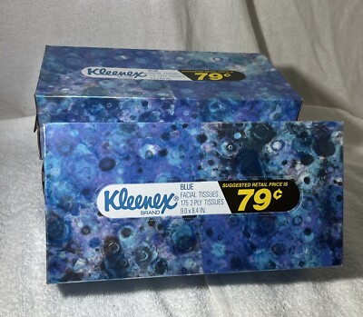 3 Vtg Blue Kleenex Tissue Blue Box 175 2-Ply Tissues Shiny Foil Look ...