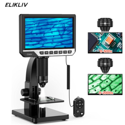 Elikliv 7'' LCD Digital Microscop 2000X Biological Microscope & Remote ...