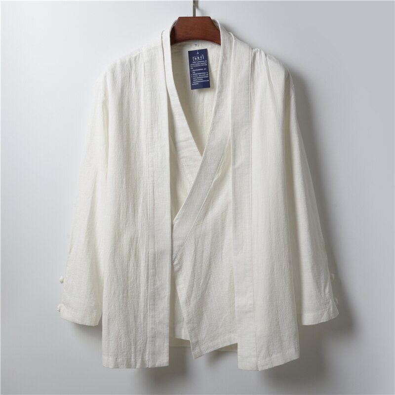 Chinese Men Linen Hanfu Cardigan Tops Kung Fu Shirts Japanese Kimono ...
