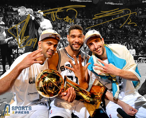 Tim Duncan Tony Parker Ginobili San Antonio Spurs Signed Photo ...