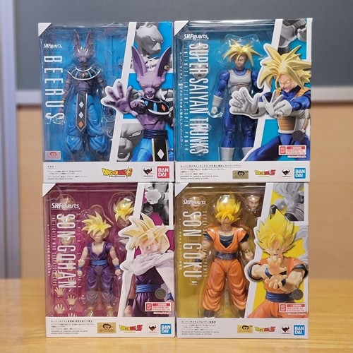 Dragon Ball SHF Goku Gohan Trunks Beerus 4pcs Action Figure Set Bandai ...