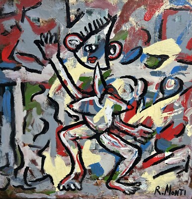 Rocco Monticolo, R Monti, [1931-2022] ABSTRACT DANCING FIGURE Oil ...