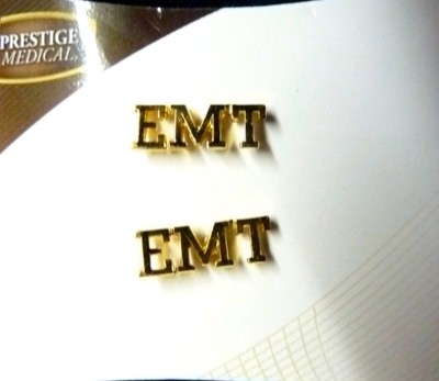 EMT Collar Pin Tac Set of 2 Cut Out Letters Medical Lapel Gold Plated ...