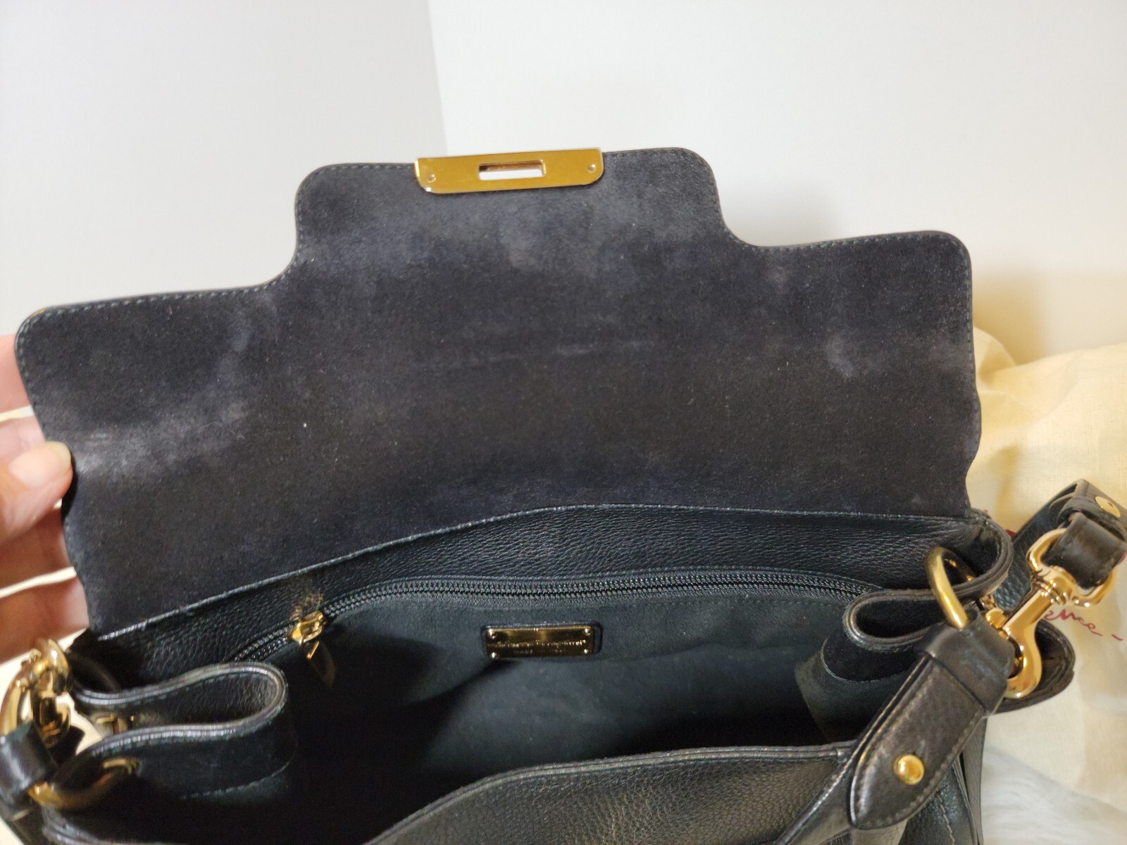 Ferragamo Fara Satchel Large Black Leather Cross Body Handle Hand Bag ...