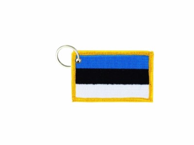 Keychain keyring embroidered embroidery patch double sided flag estonia ...