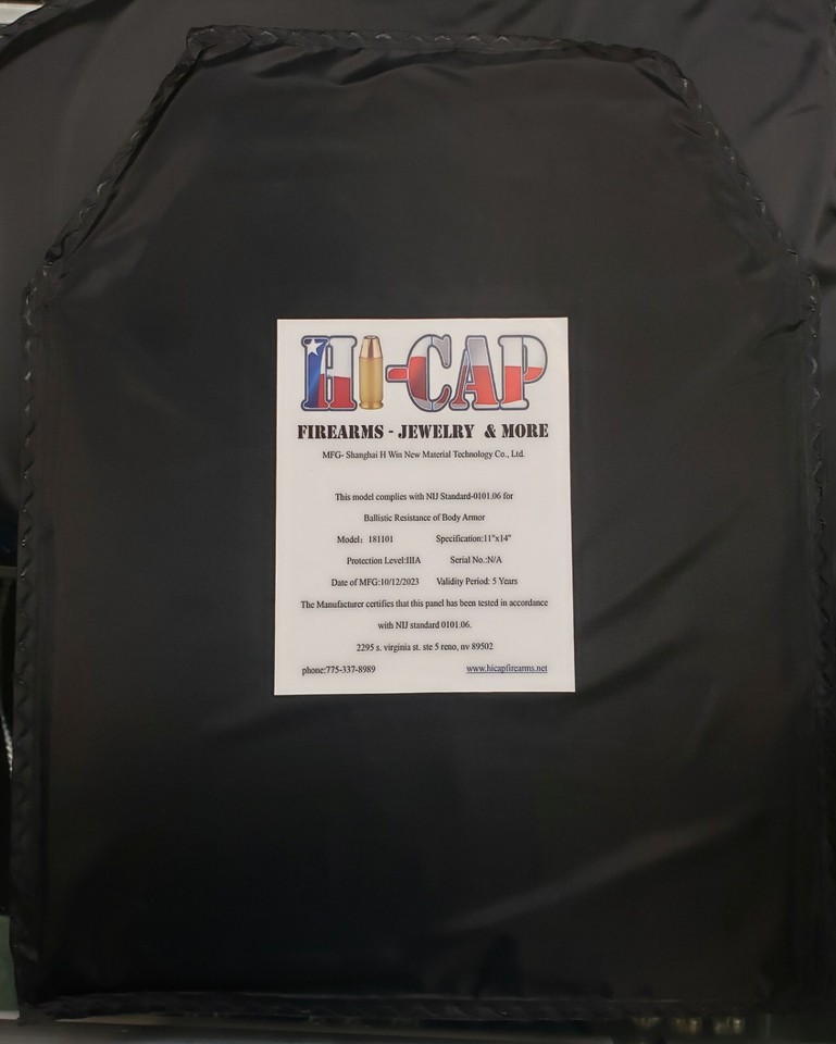 HI-CAP FIREARMS 11”x14” LEVEL IIIA 3A SOFT BALLISTIC PLATE SAPI CUT ...