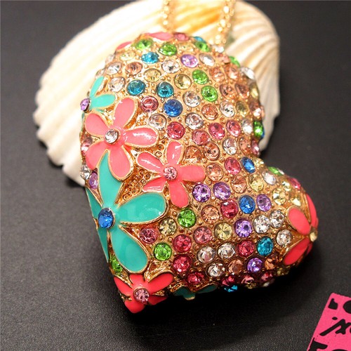 New Pink Multicolor Rhinestone Flower Heart Love Fashion Women Chain ...