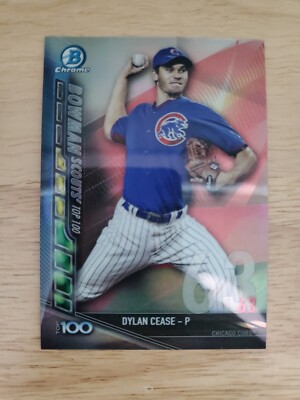 2017 Bowman Chrome Dylan Cease BTP-63 Scouts Top 100 Orange Cubs EX ...