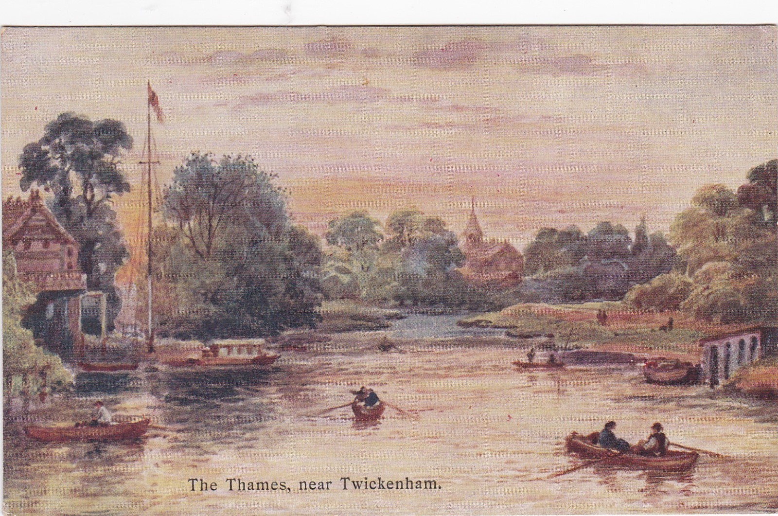 Artist Drawn, The River Thames, Nr TWICKENHAM, Middlesex | eBay UK