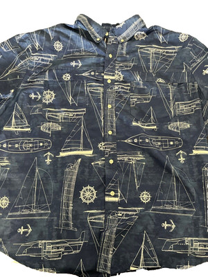 Chaps Fishing Shirt Men's 2XB/2TF Boat Design Short Sleeve Lightweight ...