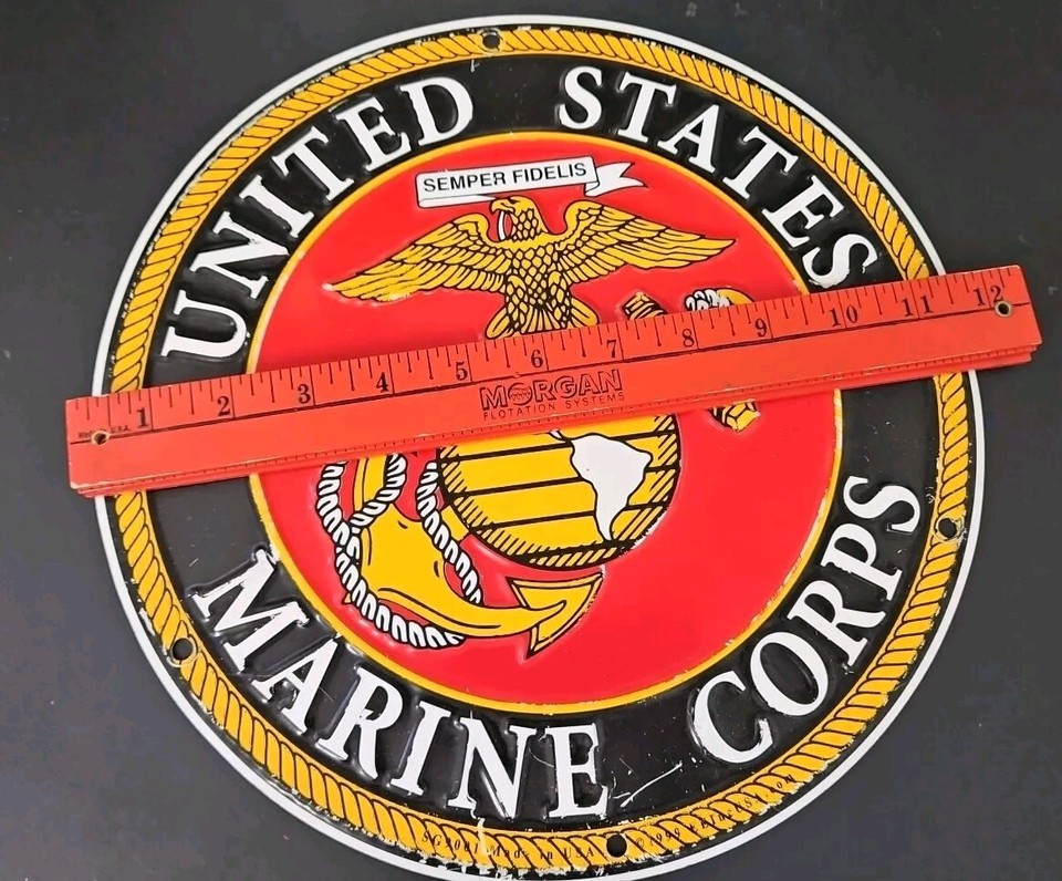Lot 2 Marine Corps Emblem Tin Metal Sign USMC Semper Fidelis Marines | eBay