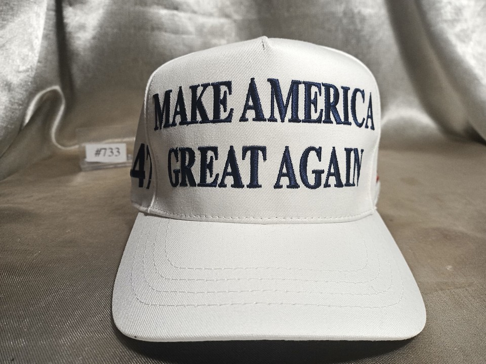 Never Worn Official MAGA Hat by Cali Fame. 45-47 White Navy Trump 2024 ...