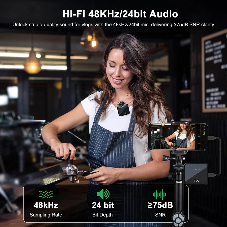 3in1 Wireless Lavalier Microphone for Camera iPhone Android Video ...