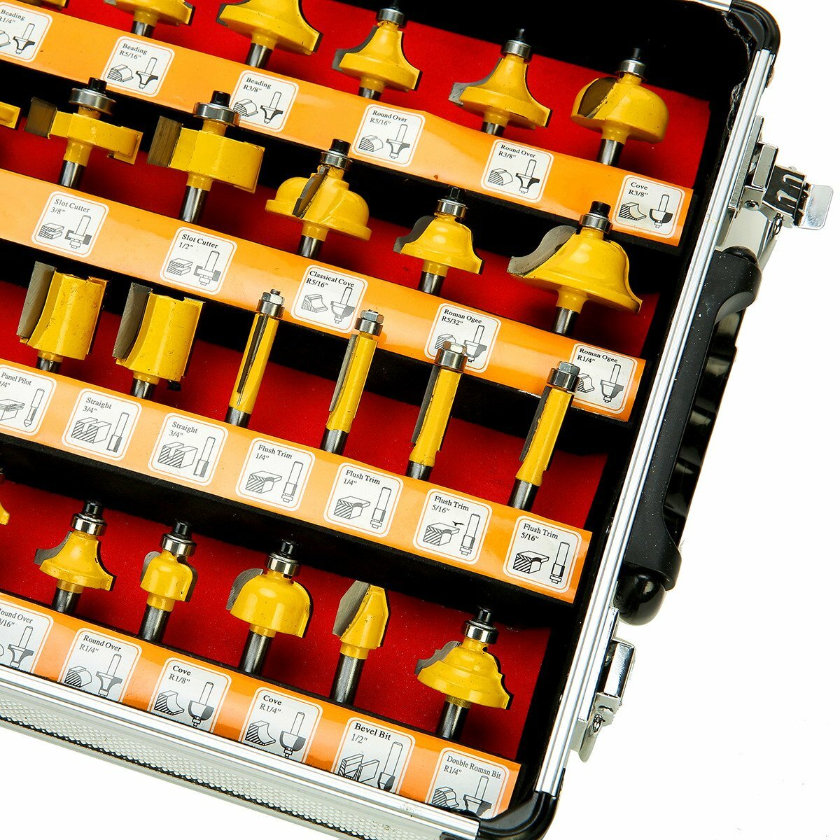 100Pcs Tungsten Carbide Tip Router Bits Set 1/4" Shank Woodworking ...