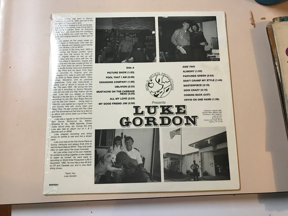 COUNTRY / HONKY TONK 33 RPM LP -LUKE GORDON - WORLD ARTISTS PRODUCTIONS ...