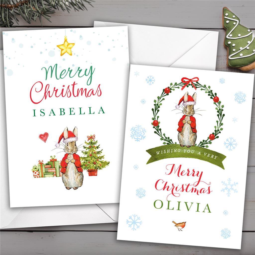 2 x Peter Rabbit Christmas Card pack girl boy Unisex Personalised ...