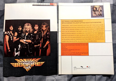 BONFIRE / CLAUS LESSMANN 1988 FIREWORKS LP / ALBUM MAGAZINE CENTERFOLD ...