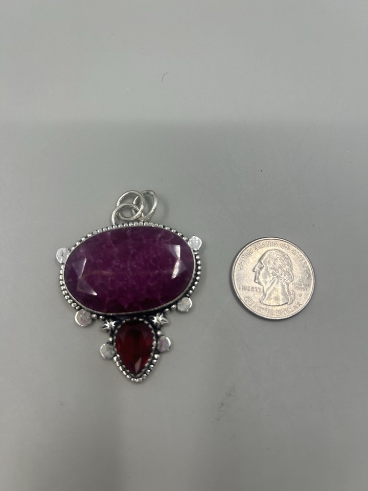 Sterling Silver 925 Ruby Pendant 19.3g 2” | eBay