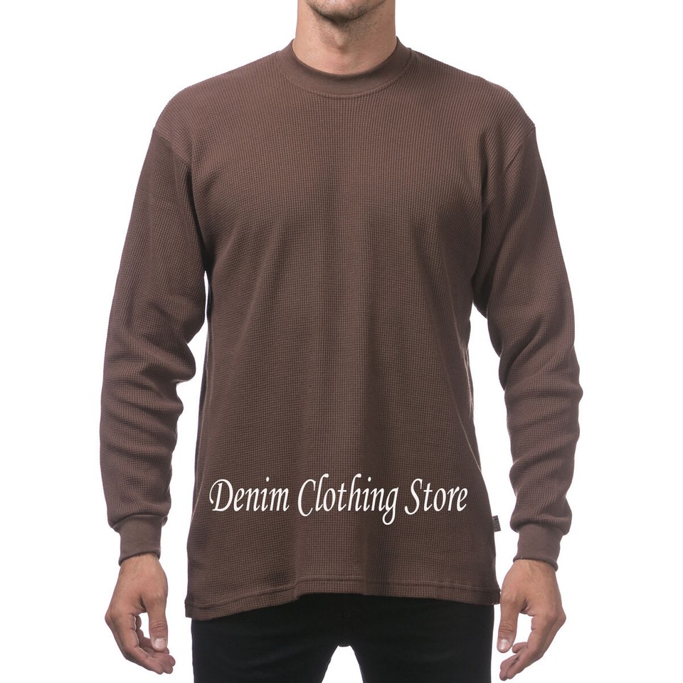 New PRO CLUB Men's Heavyweight THERMAL Top Long Sleeve Shirts Waffle ...
