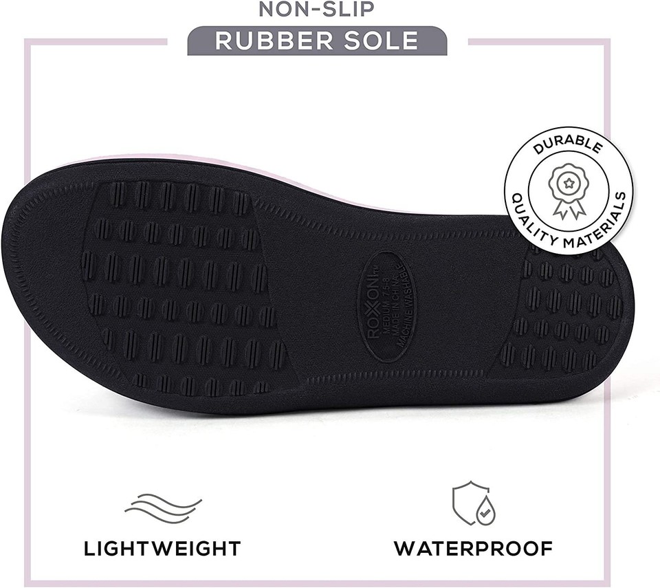 ROXONI Women's Soft Open Toe Slide Slippers, Indoor Outdoor Rubber Sole ...