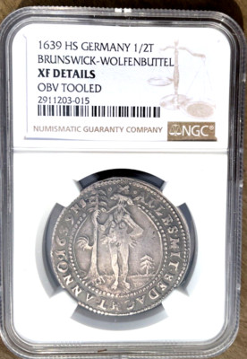 1639 HS German States Brunswick Wolfenbuttel 1/2 Taler NGC XF Germany ...